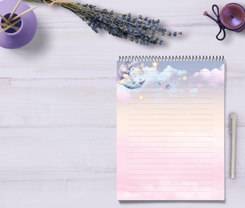 Moon and Stars Printable Stationery-writing Paper Set Unlined Lined A5 ...