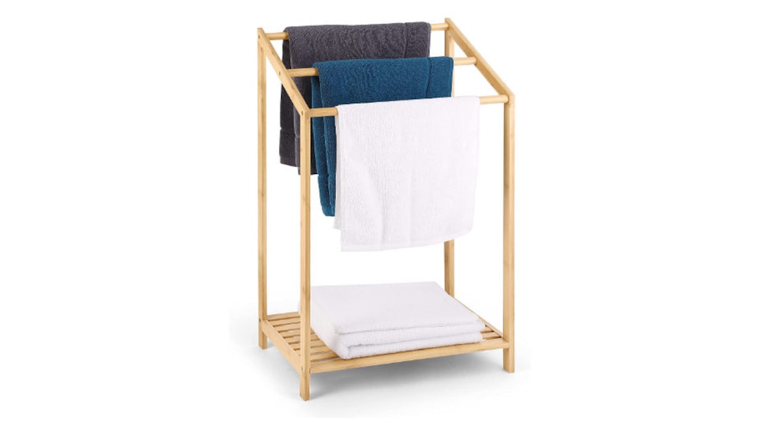Free Standing Towel Rack With Storage Shelf Poolside Rack - Etsy