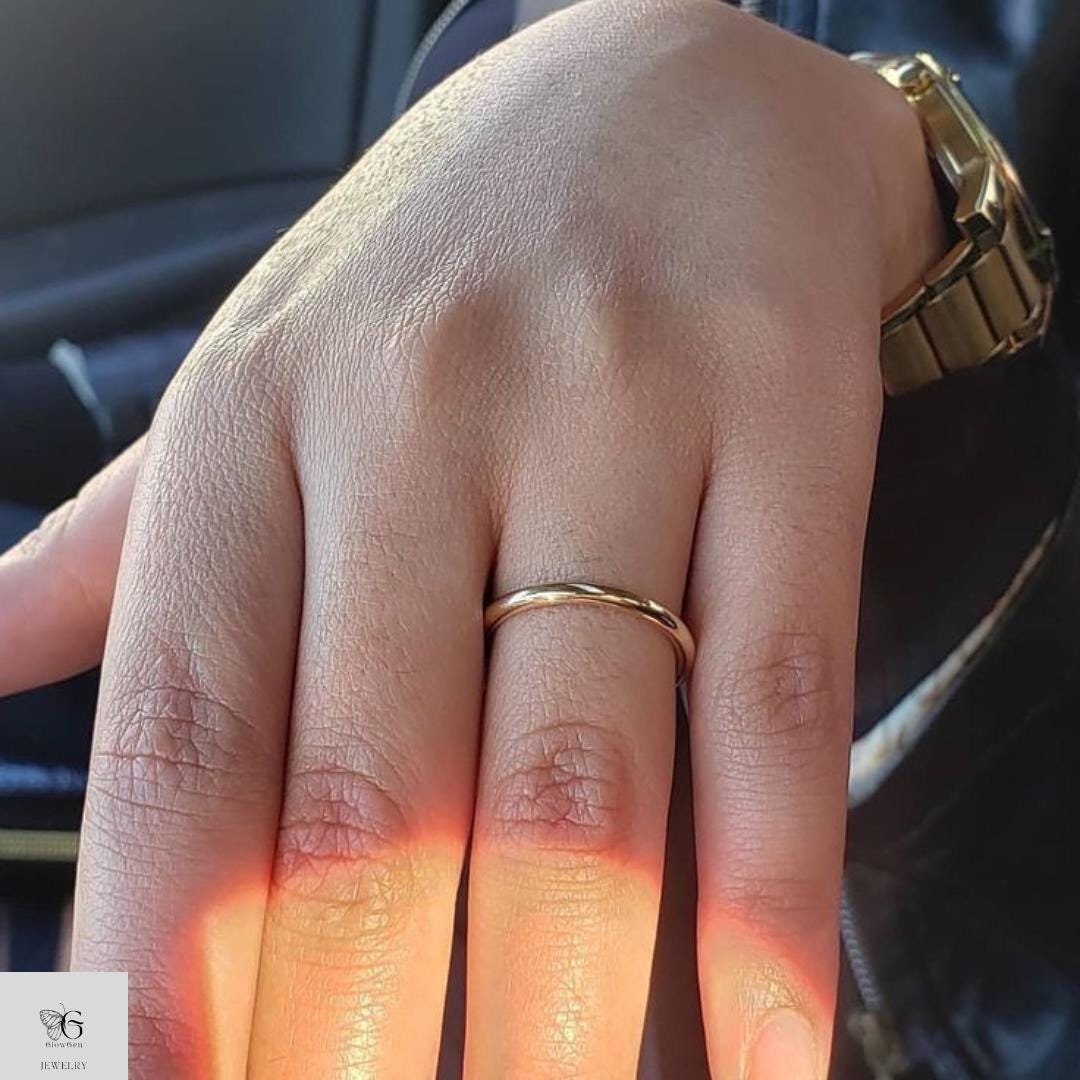 14K Solid Gold Wedding Bands, 1mm-2mm-3mm-4mm-5mm-6mm-8mm Promise Ring, Gift for Girlfriend ...