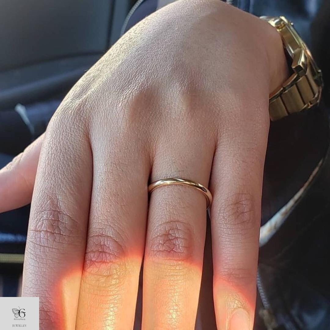 14K Solid Gold Wedding Bands, 1mm-2mm-3mm-4mm-5mm-6mm-8mm Promise Ring ...