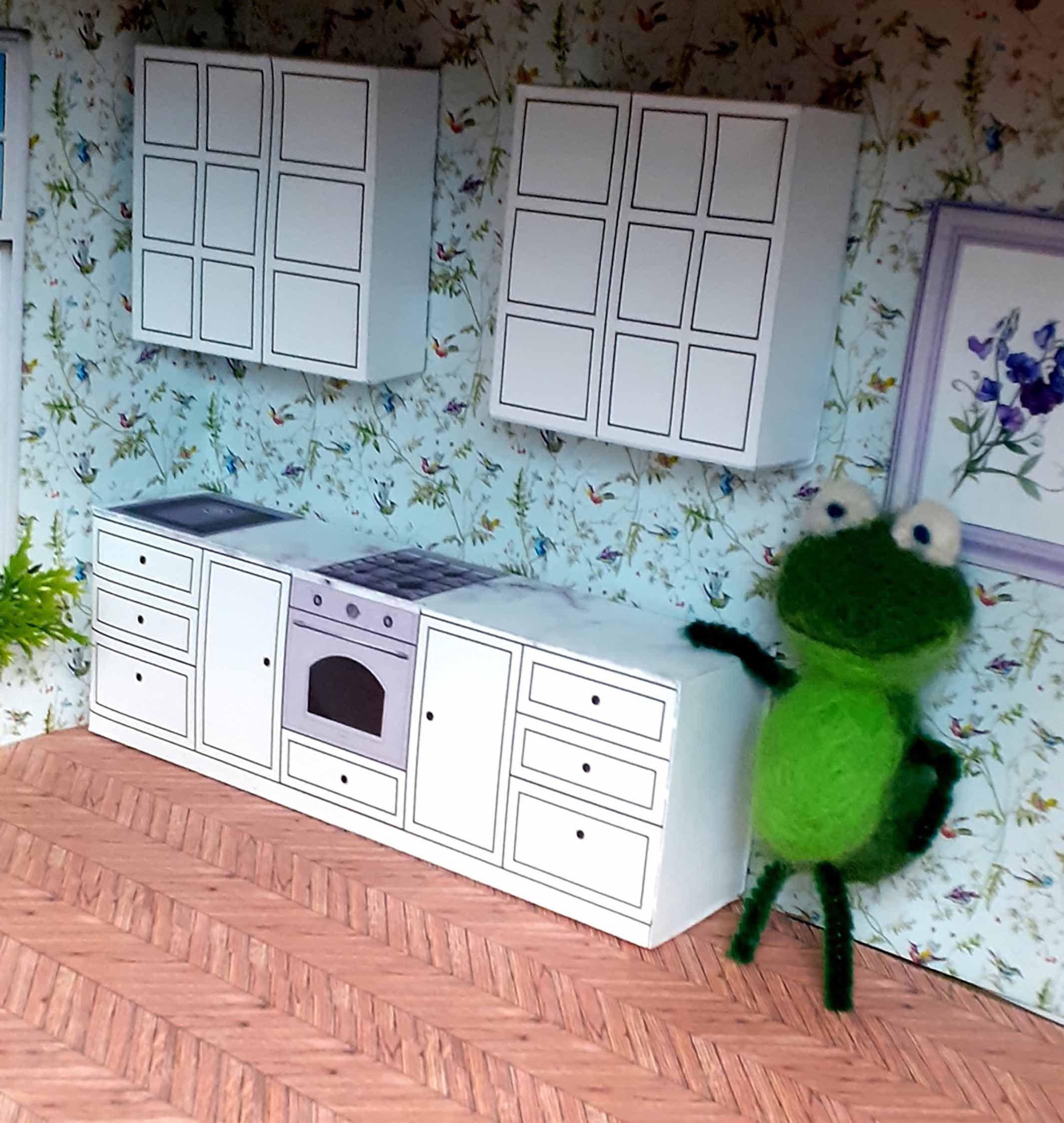 DIY the White Toy Kitchen Made of Paper. Scale 1:14. Patterns and Video ...