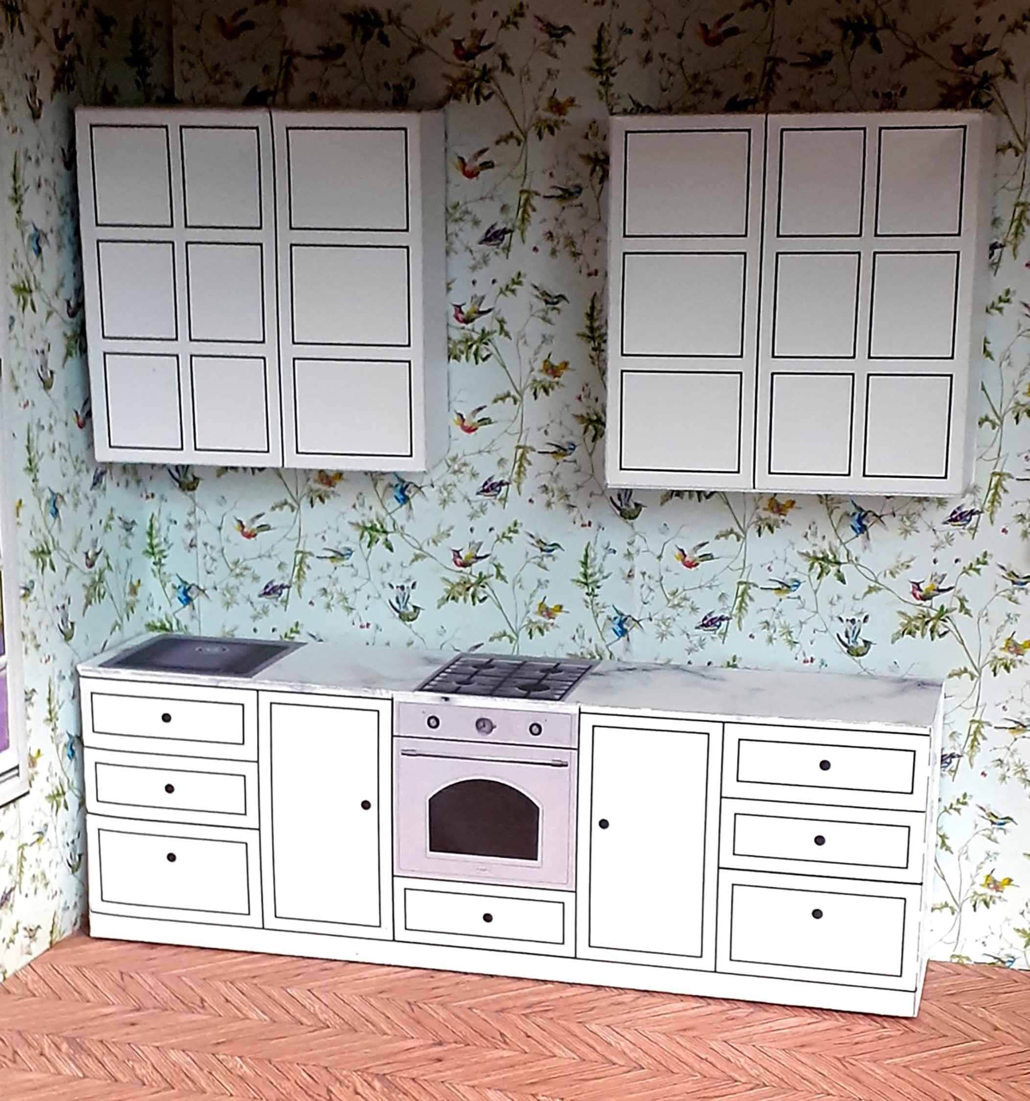 DIY the White Toy Kitchen Made of Paper. Scale 1:14. Patterns and Video ...