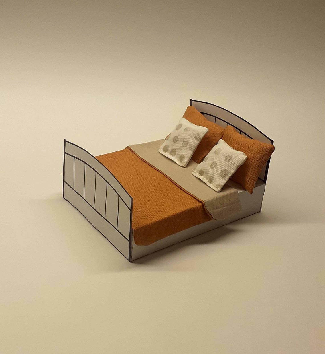 The White Toy Bed. Boho Dollhouse Furniture Diy Paper. Scale 1:14 ...