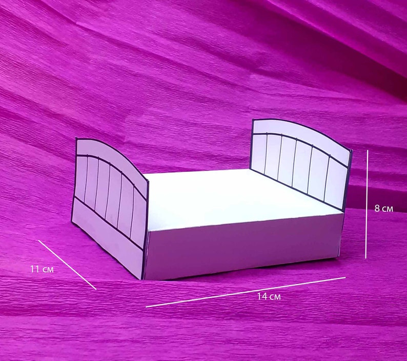 The White Toy Bed. Boho Dollhouse Furniture Diy Paper. Scale 1:14 ...