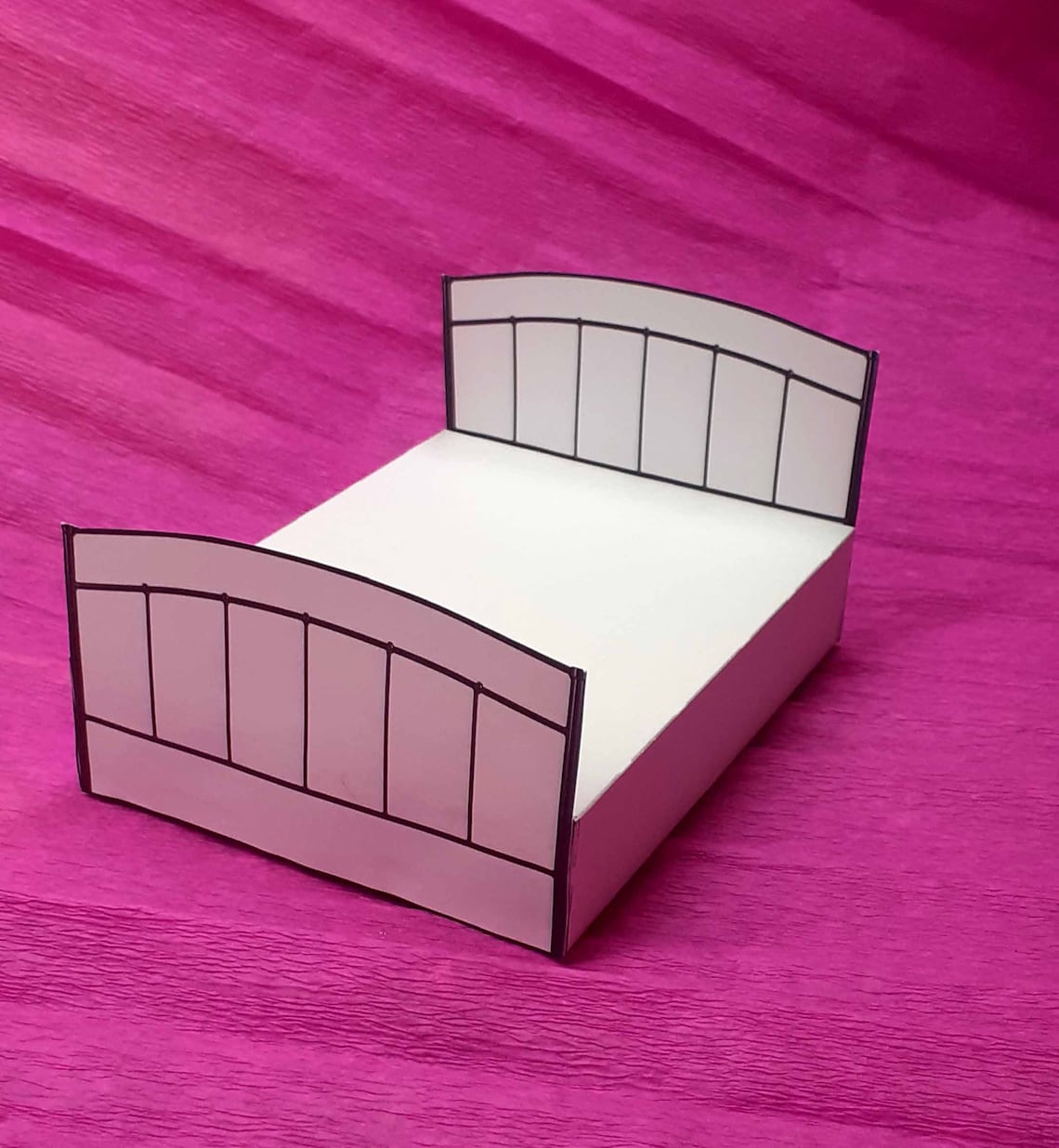 The White Toy Bed. Boho Dollhouse Furniture Diy Paper. Scale 1:14 ...