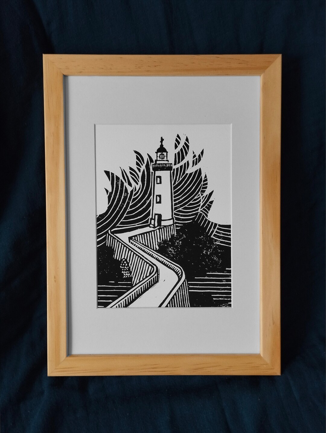 Lighthouse in the Storm - Linocut - Etsy