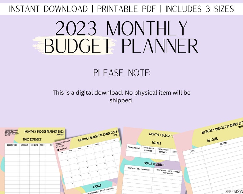 Monthly Budget Planner Printable Rainbow Budget Planner 2023 - Etsy ...