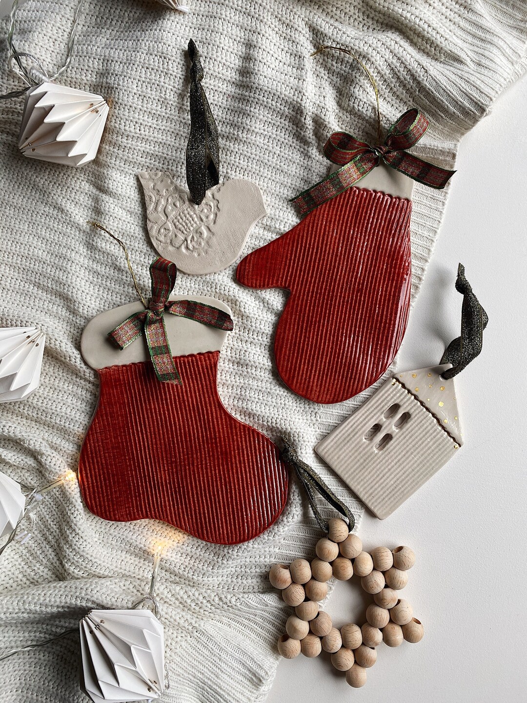 Handmade Ceramic Christmas Ornament, Rustic Holiday Decoration - Etsy