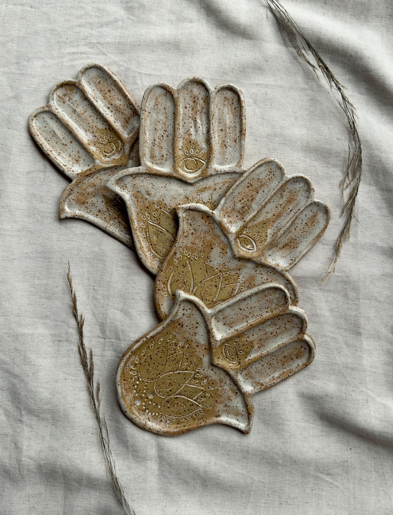 Handmade Ceramic Hamsa Jewelry Dish: Hand of Fatima Trinket Tray - Etsy