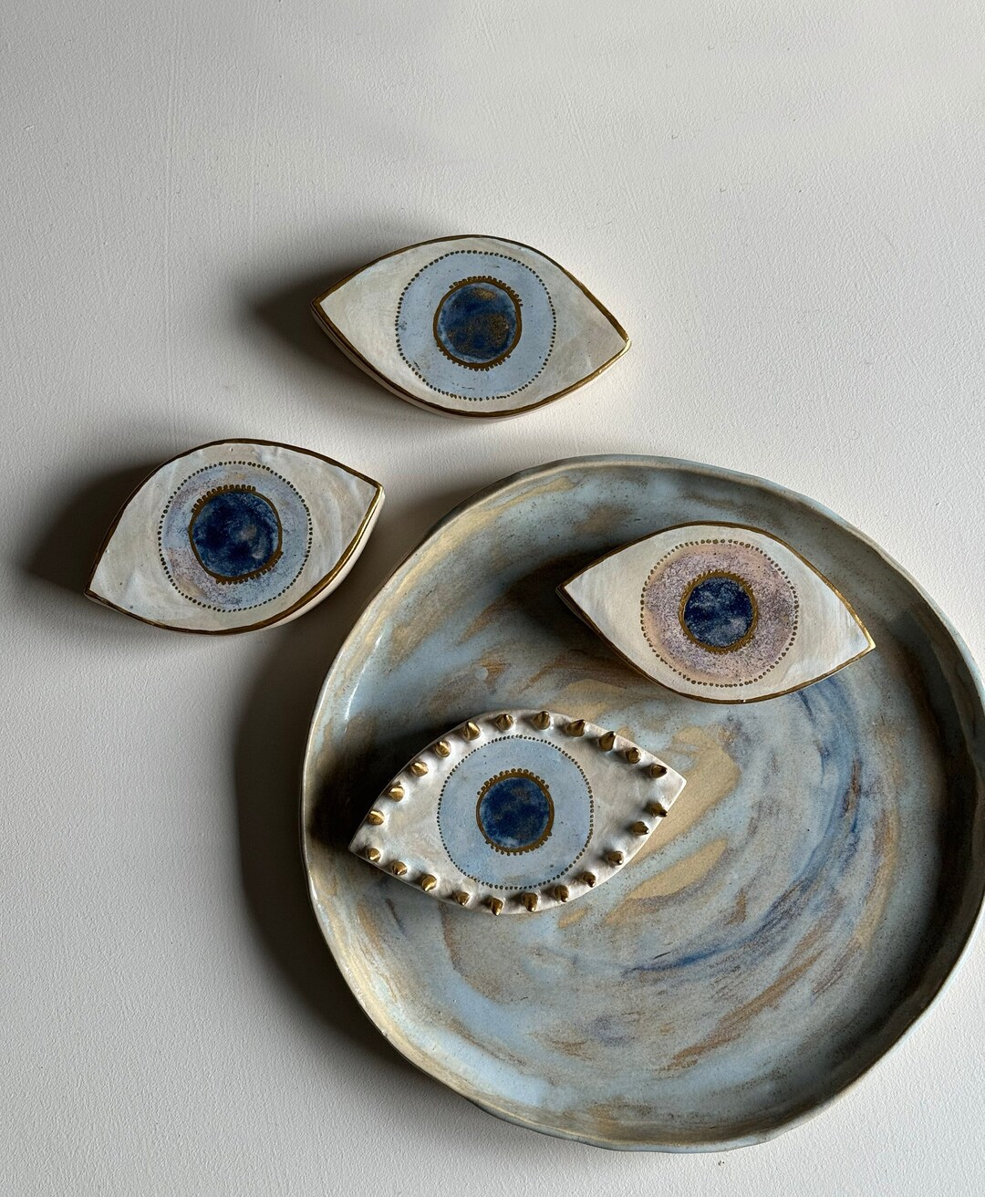 Handmade Ceramic Evil Eye Wall Hanging Evil Eye Ceramic Eye Decor Blue ...