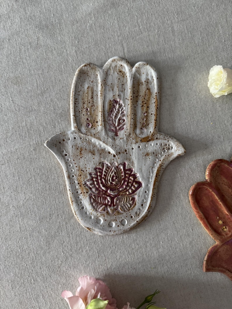 Handmade Ceramic Hamsa Jewelry Dish: Hand of Fatima Trinket Tray - Etsy