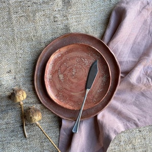 Ceramic Pink Plate Set Handmade Dusty Rose Plates Neutral Stoneware ...
