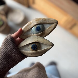 Ceramic Wall Eye Art: Handmade Stoneware Pottery, Rustic Antique Blue ...
