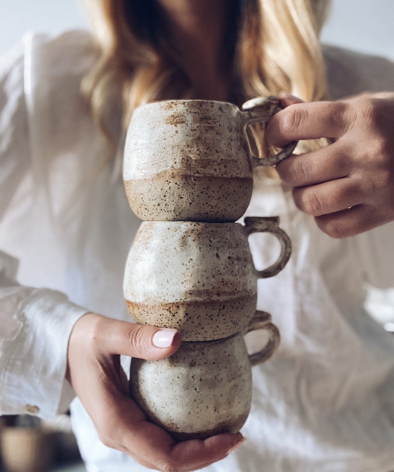 Handmade Ceramic Alphabet Nordic Mug: Personalized Speckled Latte Cup ...