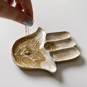 Handmade Ceramic Hamsa Jewelry Dish: Hand of Fatima Trinket Tray - Etsy
