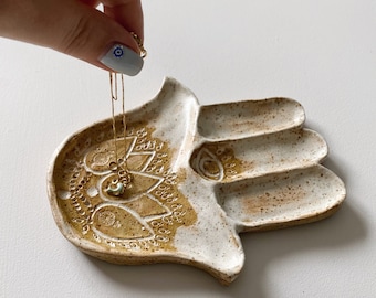 Handmade Ceramic Hamsa Plate Hamsa Hand Jewelry Dish Decorative Hand of ...