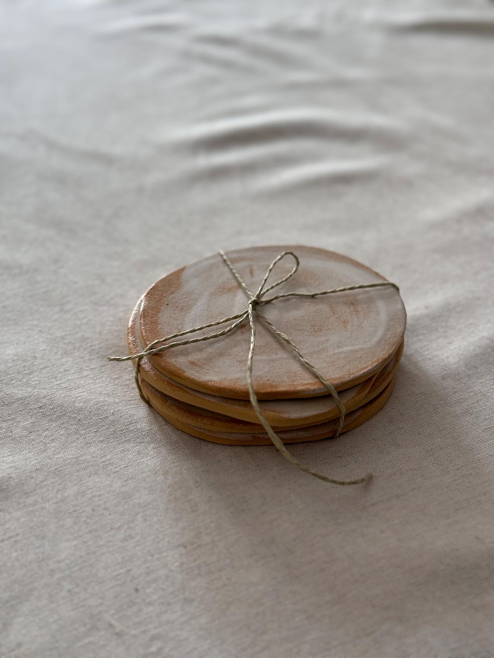 Handmade Stoneware Coasters: Neutral Wabi Sabi Drinkware / Ceramic ...