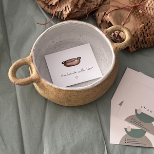 Handmade Ceramic Soup Bowl: Rustic Stoneware Serving Dish With Handles ...