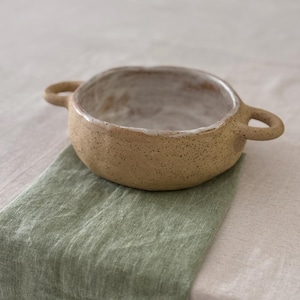 Handmade Ceramic Soup Bowl: Rustic Stoneware Serving Dish With Handles ...