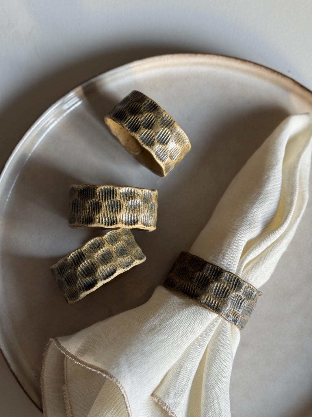 Rustic Napkin Ring, Handmade Pottery Napkin Ring Set of 4, Minimal ...