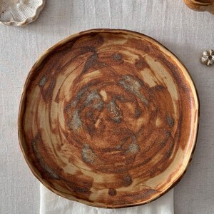 Handmade Rustic Stoneware Dinnerware Set: Copper Ceramic Plates and ...
