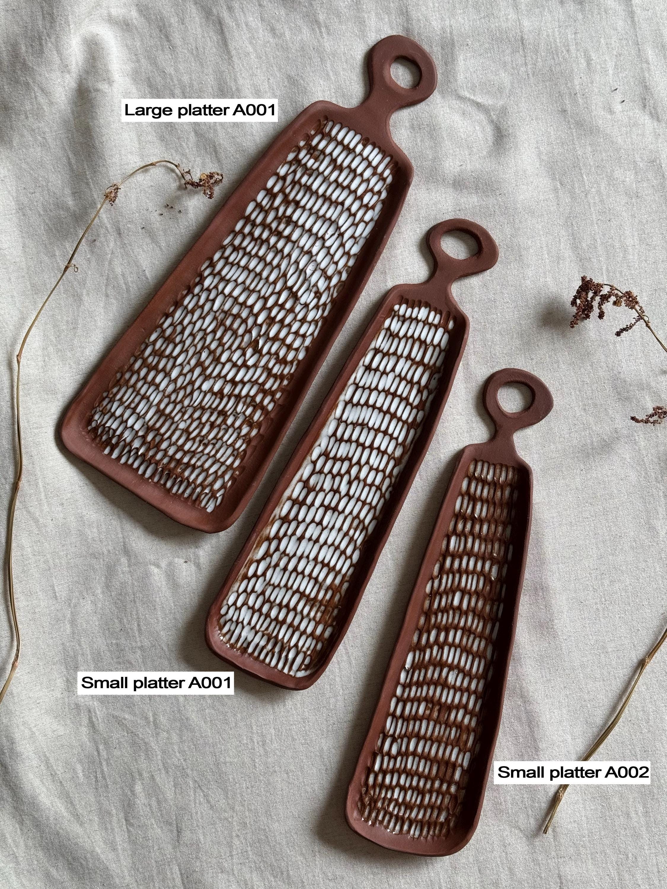 Handmade Stoneware Burgundy Mezze Platter: Rustic Ceramic Serving Tray ...