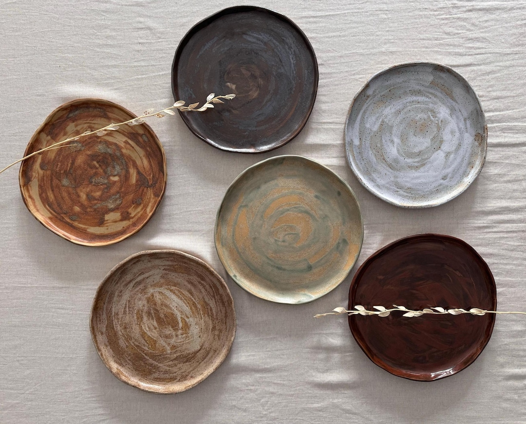 Large Ceramic Dinner Plates Minimal Rustic Neutral Plates Pottery ...