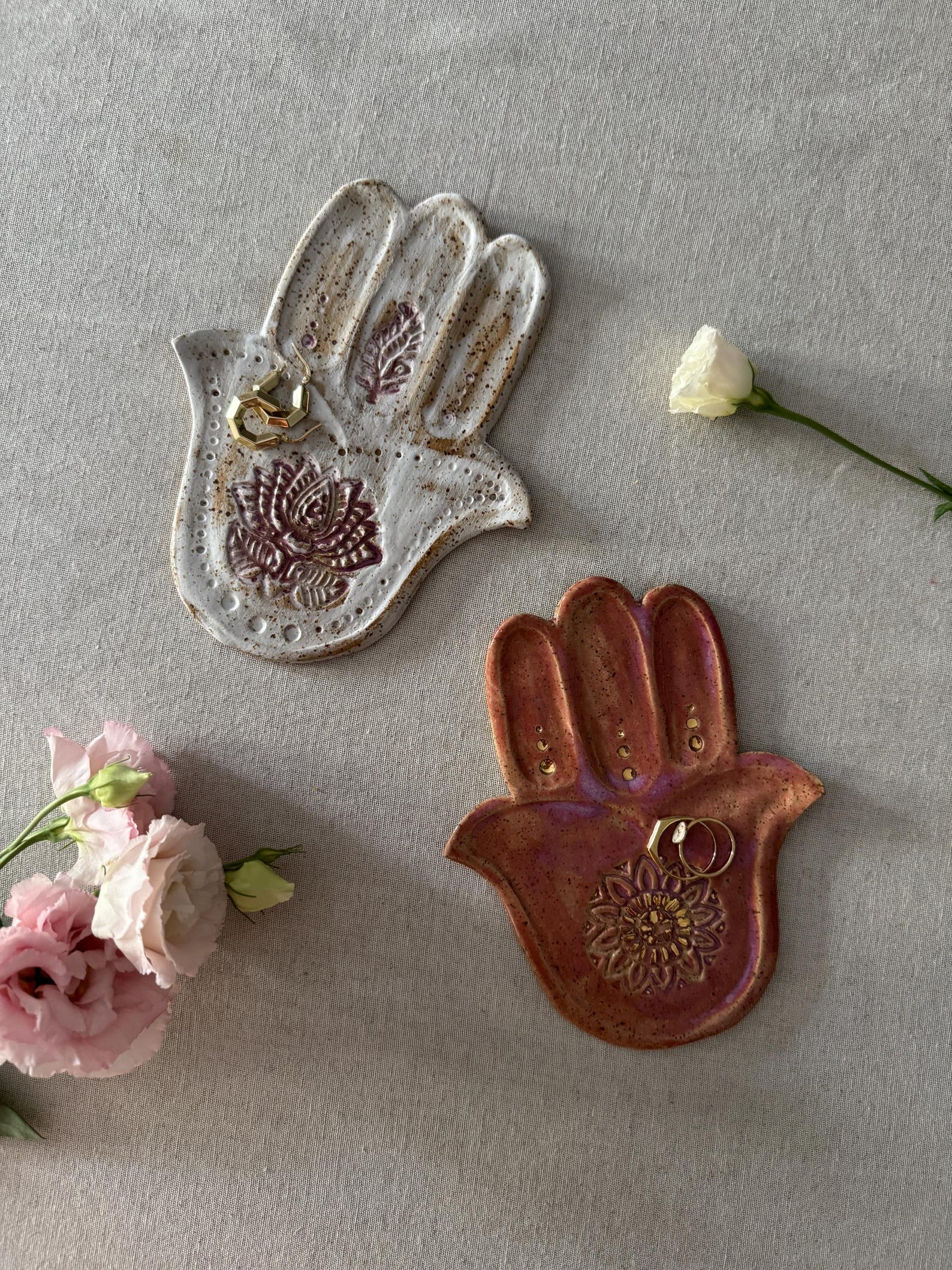 Handmade Ceramic Hamsa Jewelry Dish: Hand of Fatima Trinket Tray - Etsy