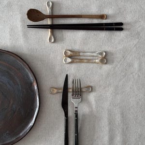 Handmade Stoneware Cutlery Rest Set: Japanese Minimalist Tableware - Etsy