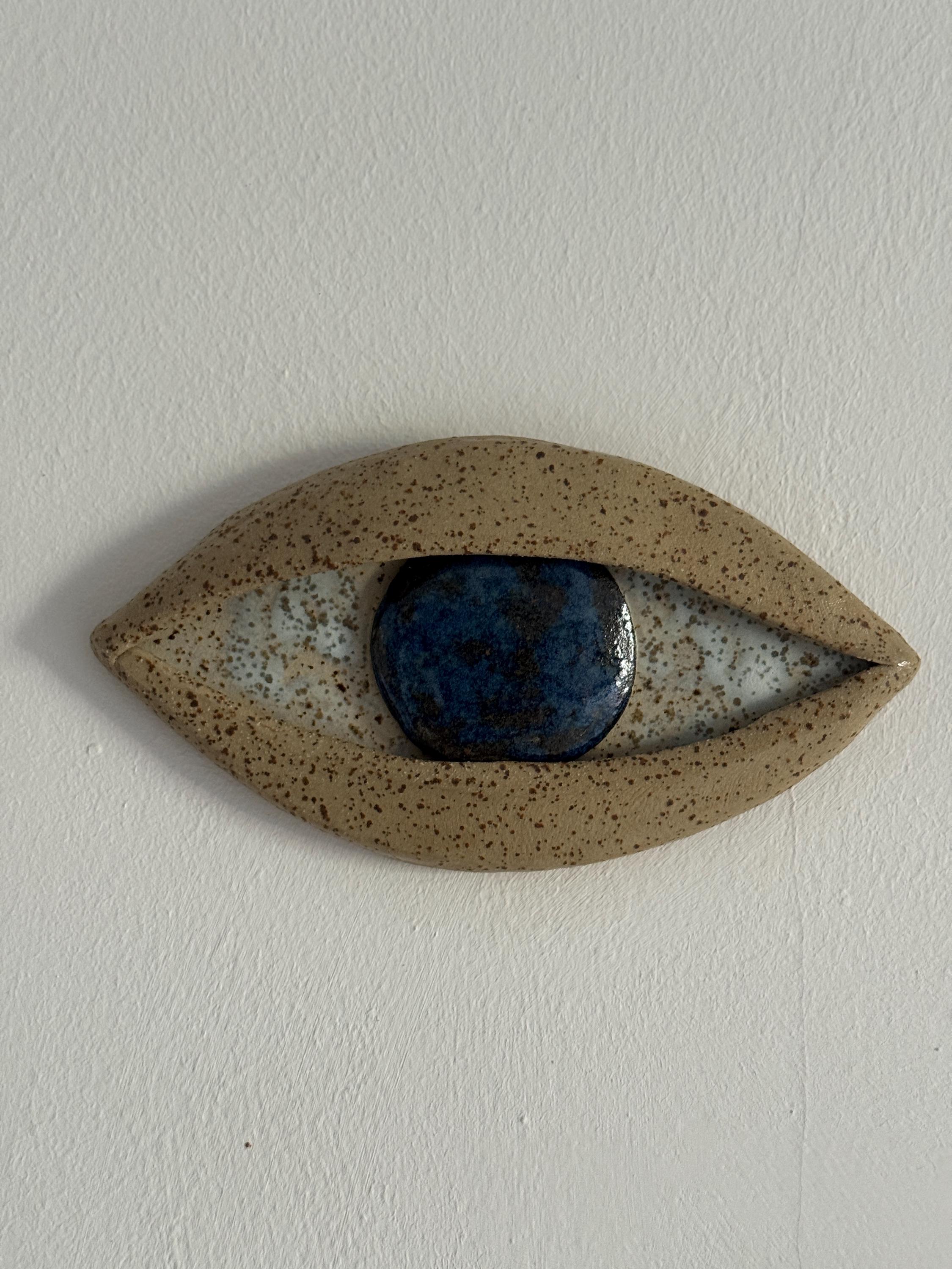 Ceramic Wall Eye Art: Handmade Stoneware Pottery, Rustic Antique Blue ...