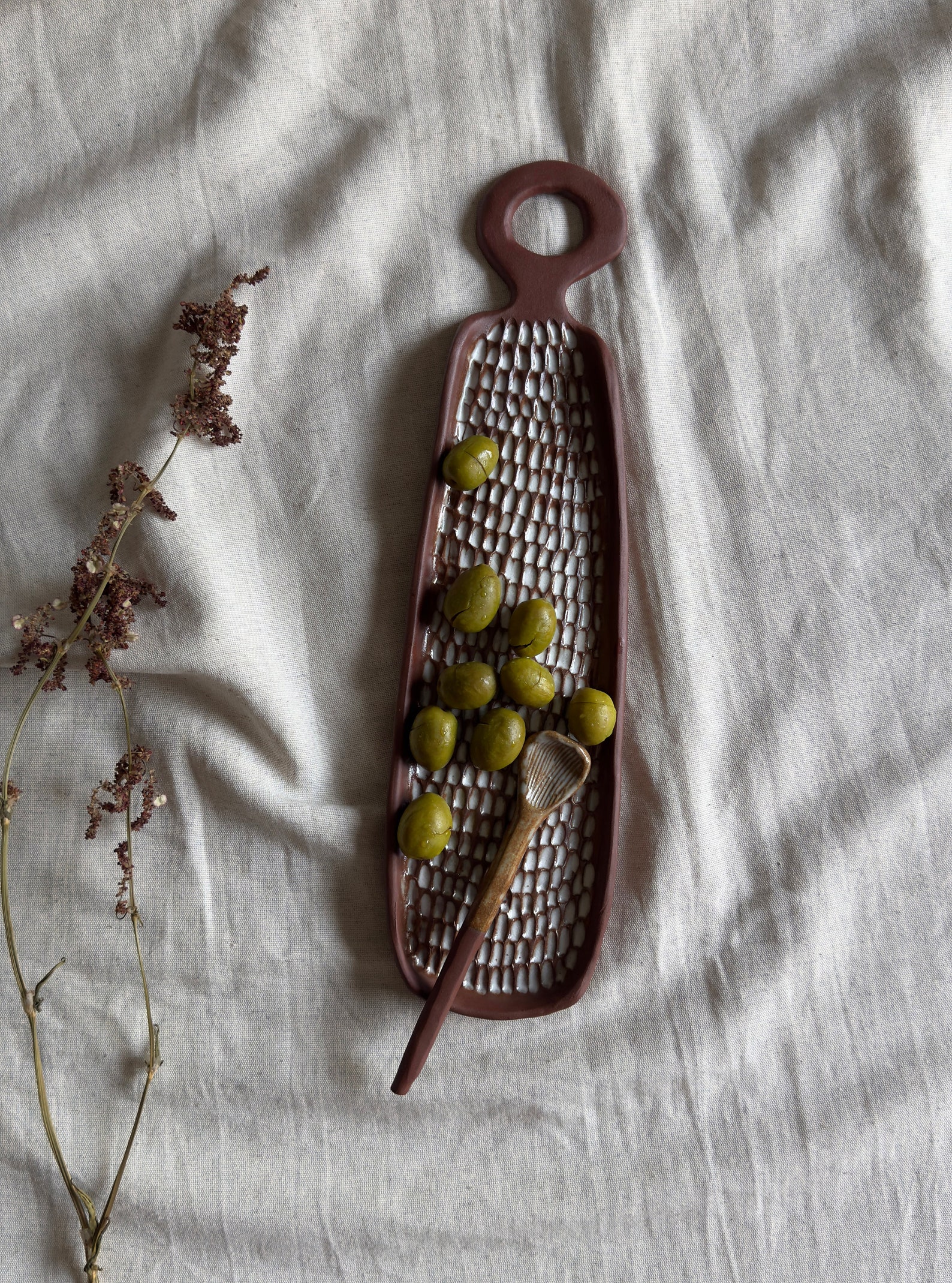 Handmade Stoneware Burgundy Mezze Platter: Rustic Ceramic Serving Tray ...