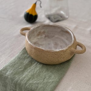 Handmade Ceramic Soup Bowl: Rustic Stoneware Serving Dish With Handles ...