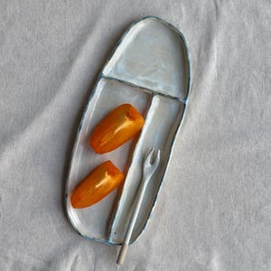 Ceramic Serving Platter With Divider, Handmade Minimalist Oval Dish - Etsy