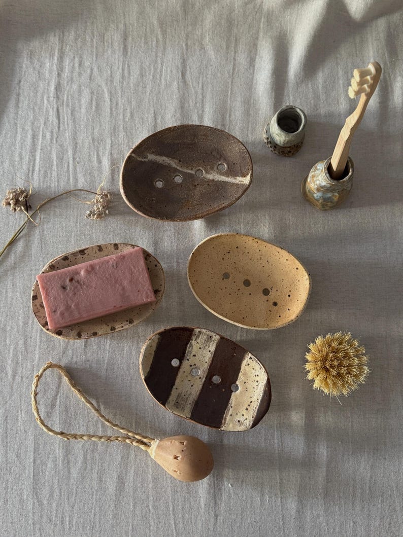 Handmade Ceramic Soap Dish, Minimal Pottery Soap Dispenser , Bathroom ...
