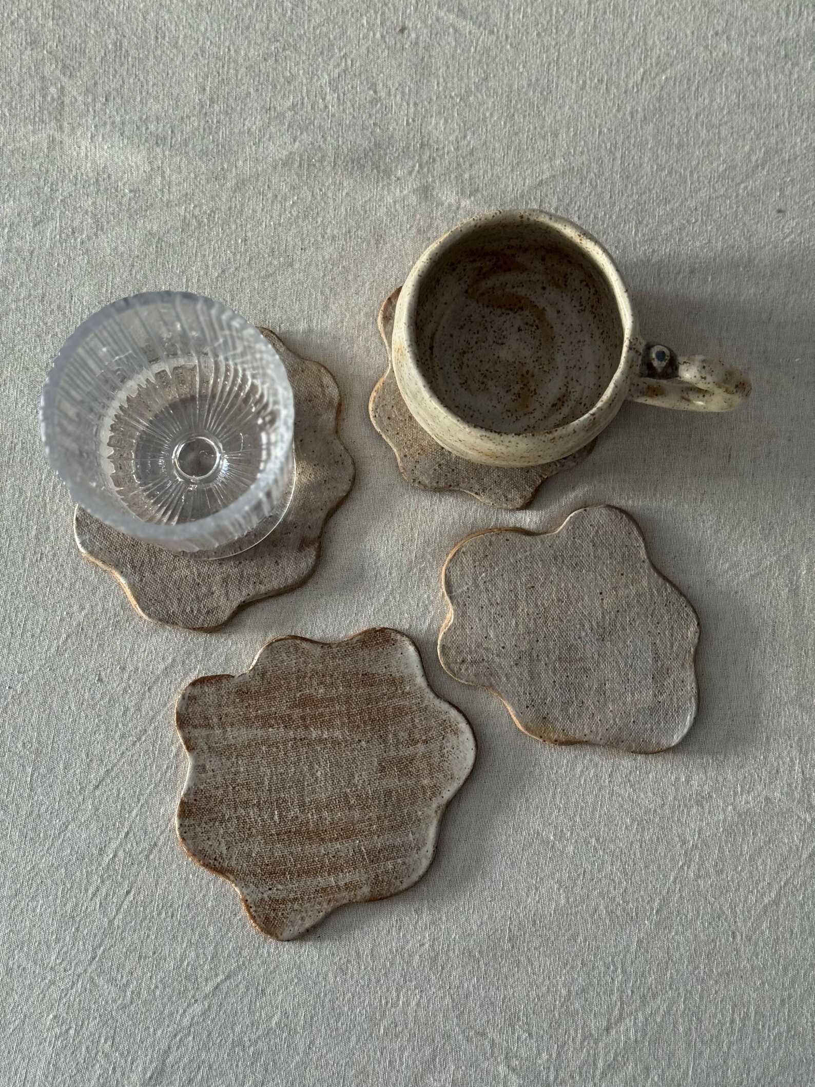 Handmade Stoneware Coasters: Neutral Wabi Sabi Drinkware / Ceramic ...