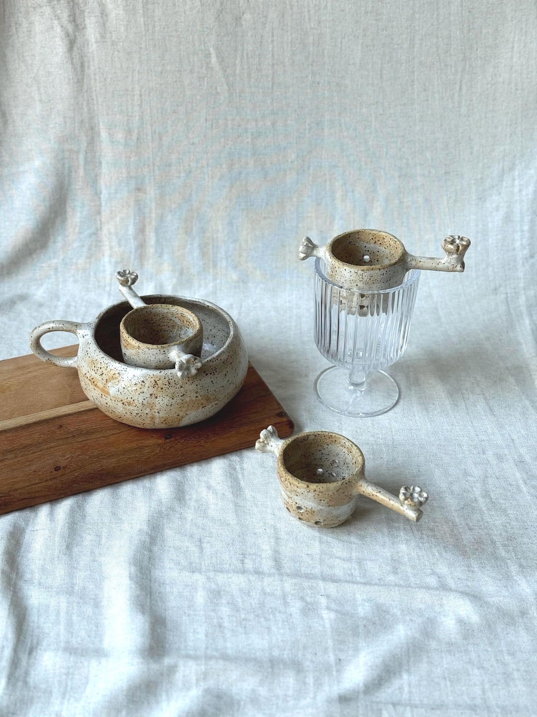 Handmade Ceramic Tea Infuser: Rustic Stoneware Pottery Herbal Strainer ...