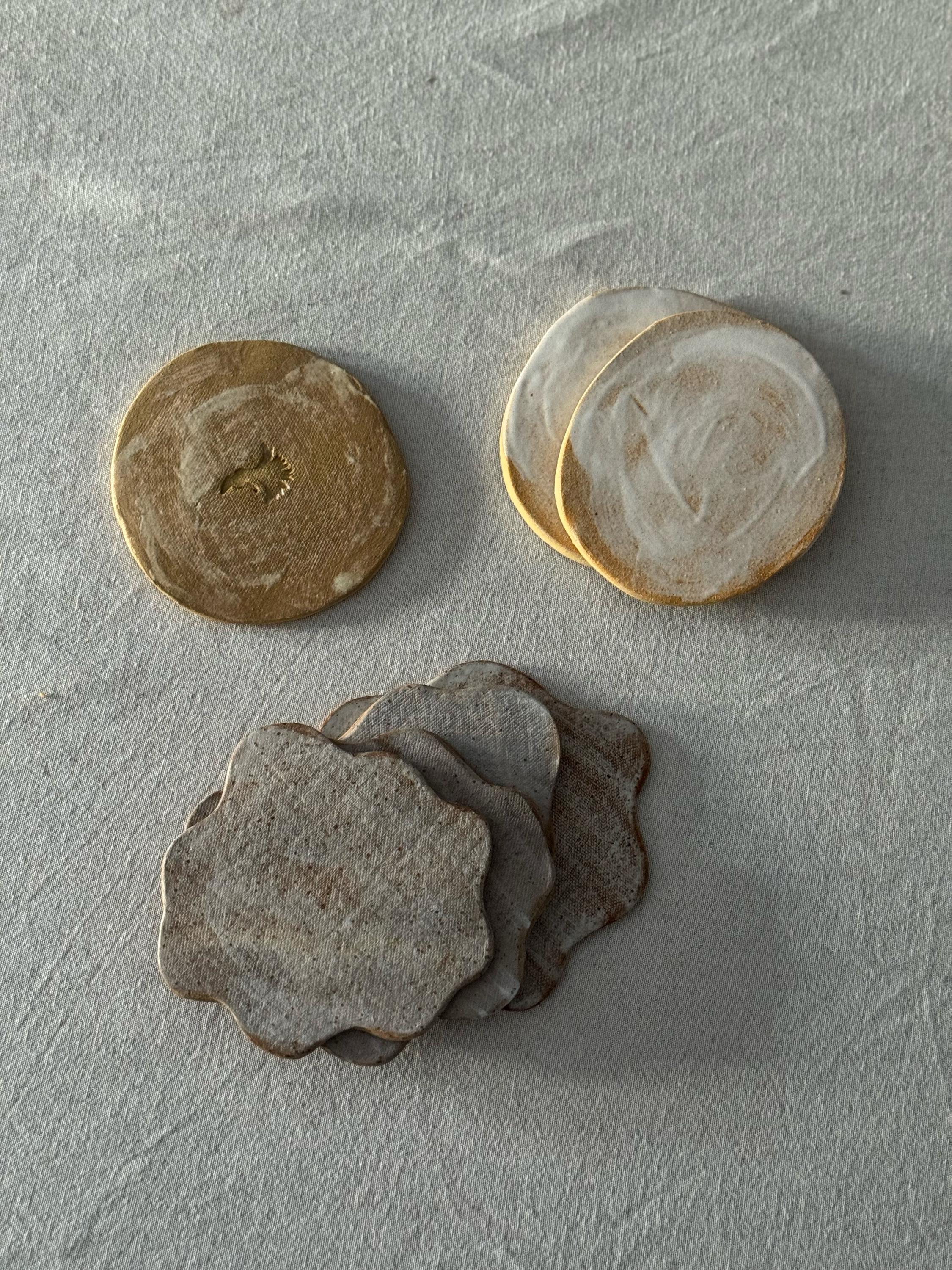 Handmade Stoneware Coasters: Neutral Wabi Sabi Drinkware / Ceramic ...