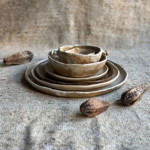 Handmade Rimmed Ceramic Chalk Beige Plate : Rustic Wabi Sabi Dinnerware ...