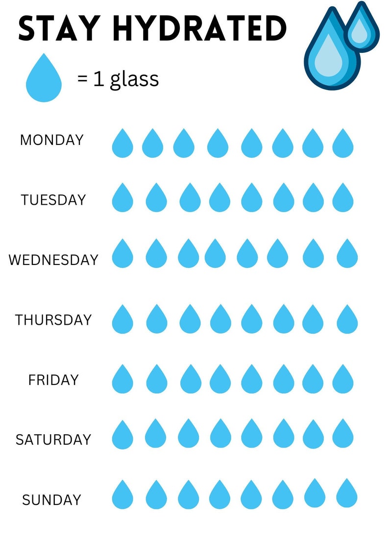 Stay Hydrated Weekly Water Tracker - Etsy