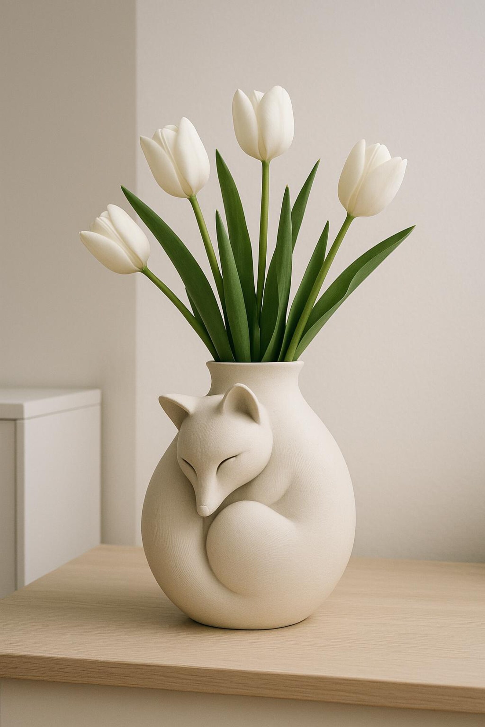 Fox Vase 3D Model STL | Cute Animal Flower Vase | Fox Sculpture Planter ...