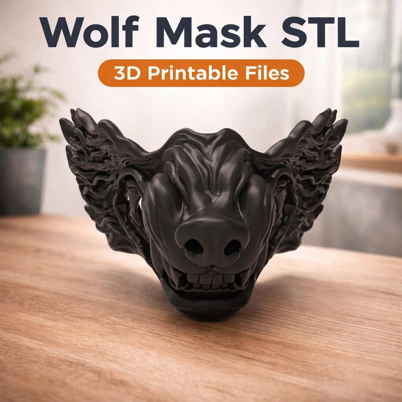 3d Printed Wolf Mask File - Etsy
