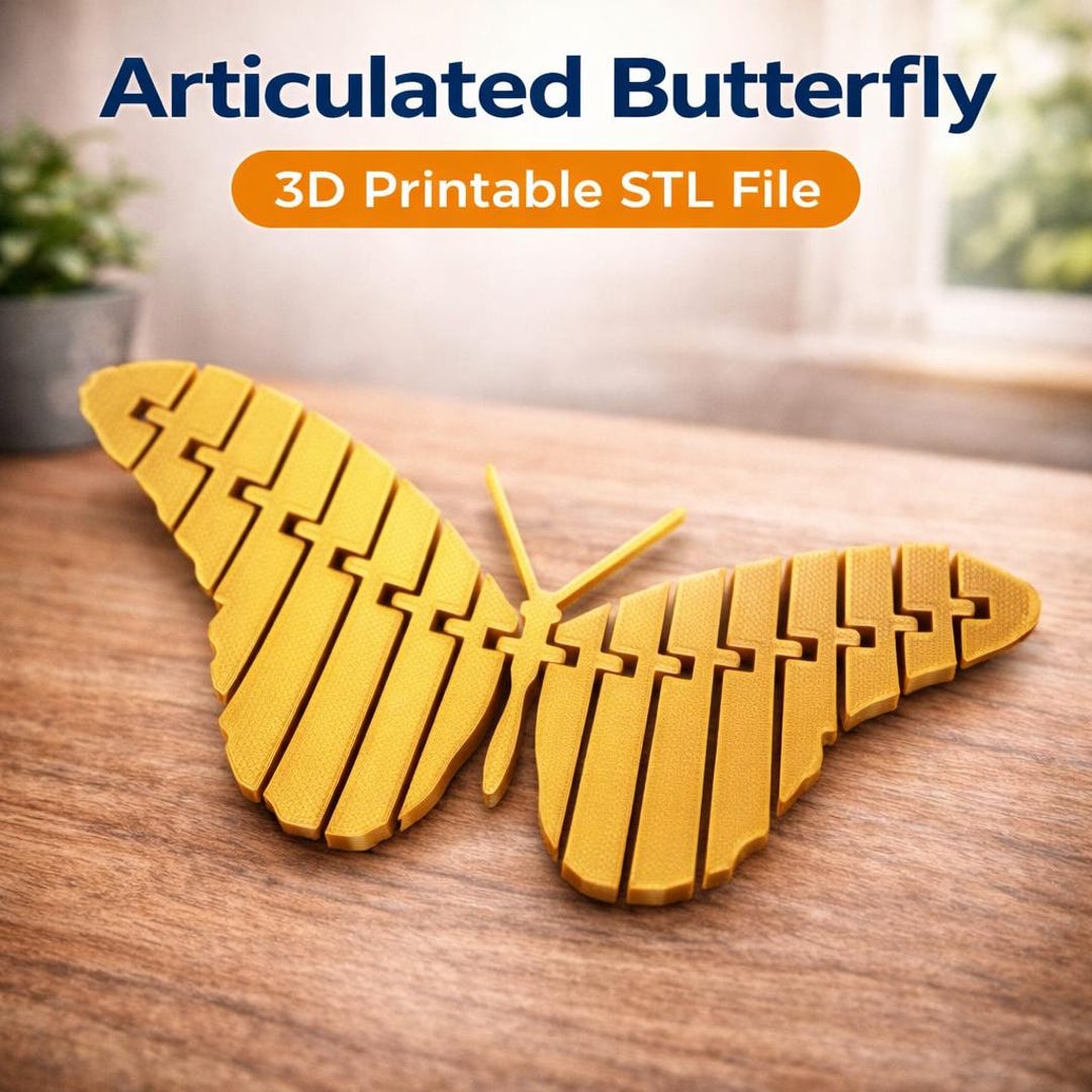 Articulated Butterfly STL File | 3D Printable Flexi Butterfly | Jointed ...