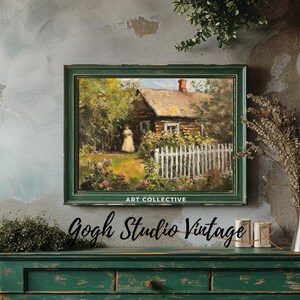 Cottage Painting, Rustic Farmhouse Garden Painting Cottage Decor ...