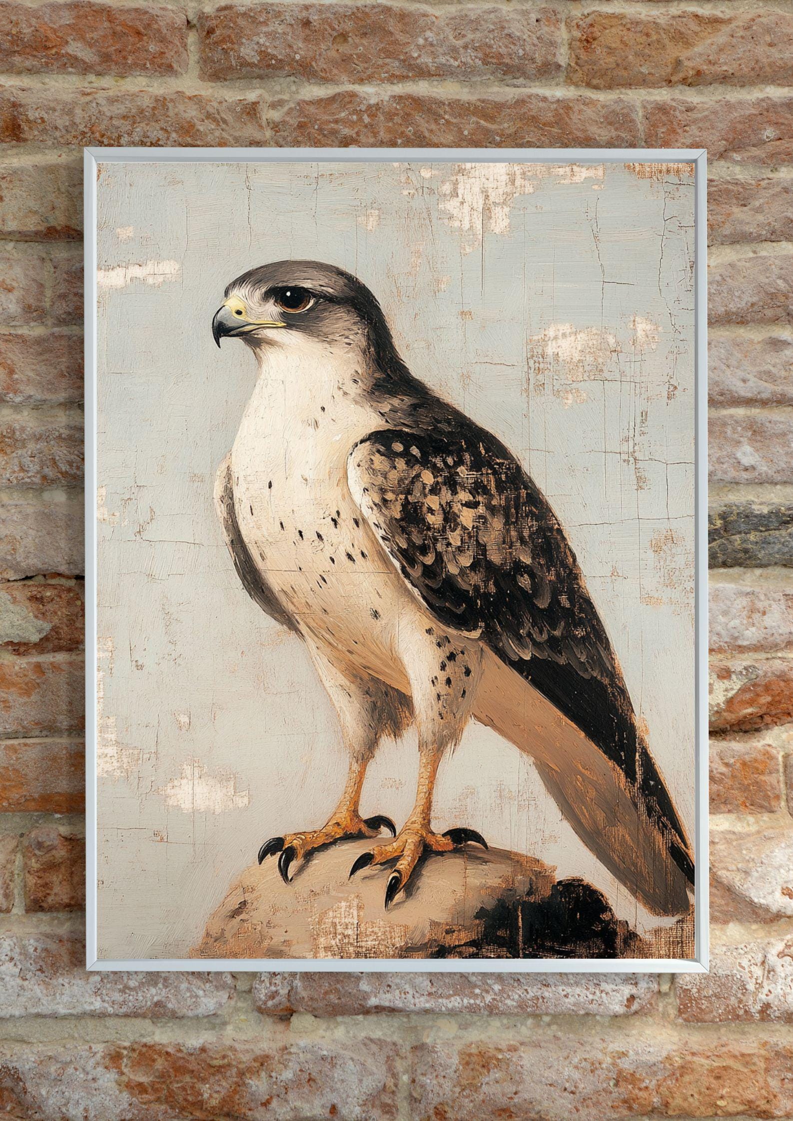 Vintage Falcon Oil Painting, Rustic Cottagecore Wall Art (digital ...