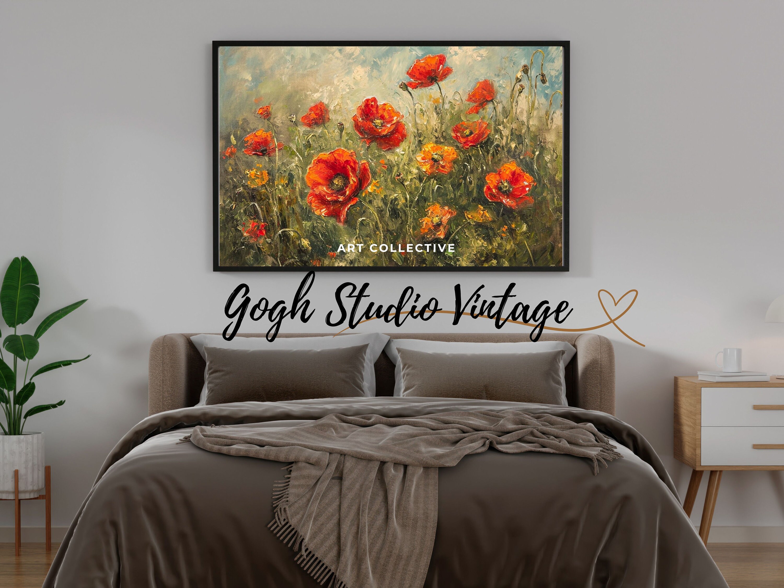Flower Field Poppies Wall Art, Red Poppies Painting, PRINTABLE Large ...