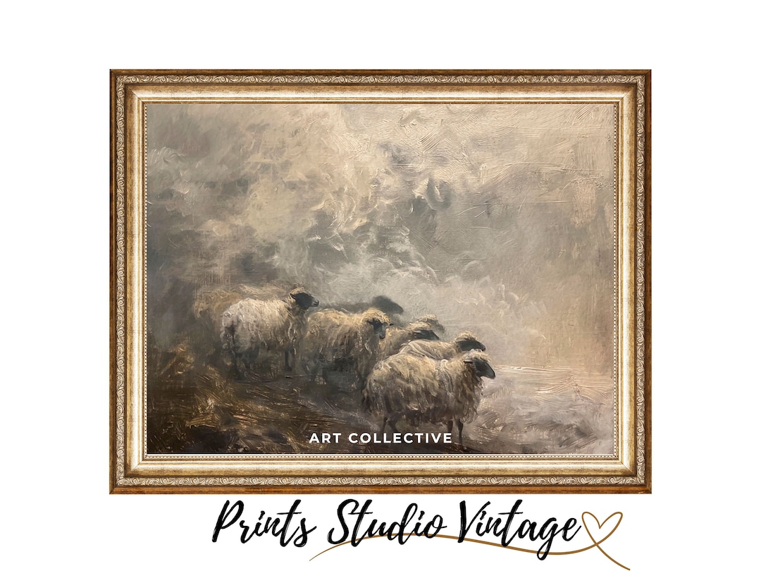 Sheep Animal Painting Sheep Art - Sheep Artwork Rustic Home Decor ...