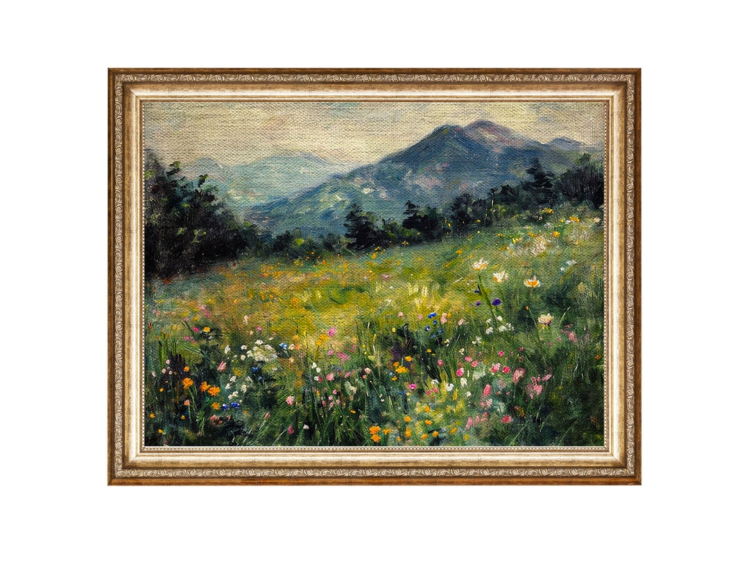 Flower Field Print Wildflower Field Art, Meadow of Flowers ART PRINT ...