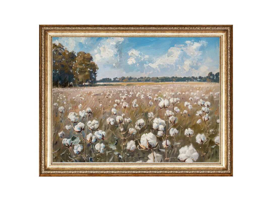 Cotton Field Floral Art Cotton Painting Farmhouse Art Cotton Art Print ...