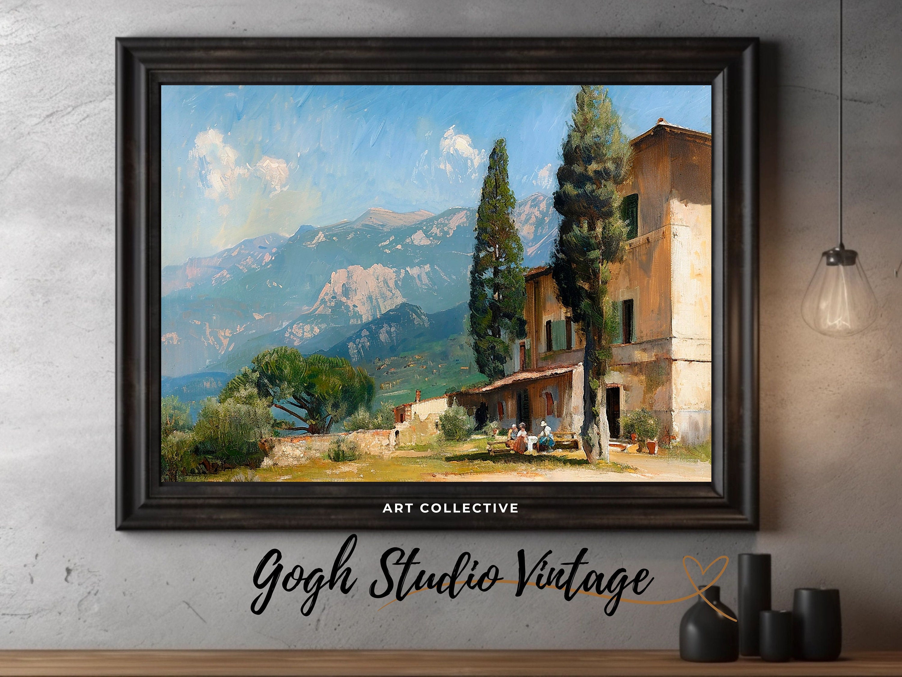 Italian Countryside Landscape Print, Vintage Oil Painting Wall Art ...