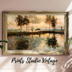 Lake Artwork Landscape Painting - Trees Wall Art Countryside Print ...